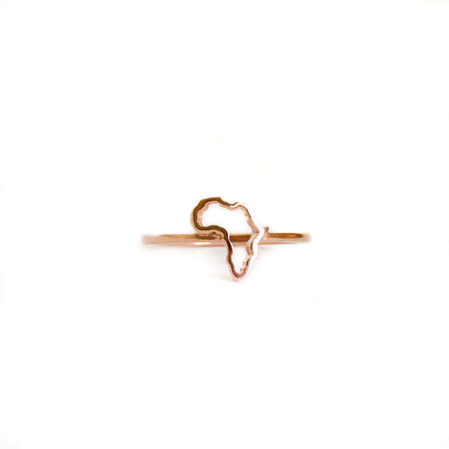 Petite Rose Gold Africa Map Outline Ring - Afrogem Jewellers