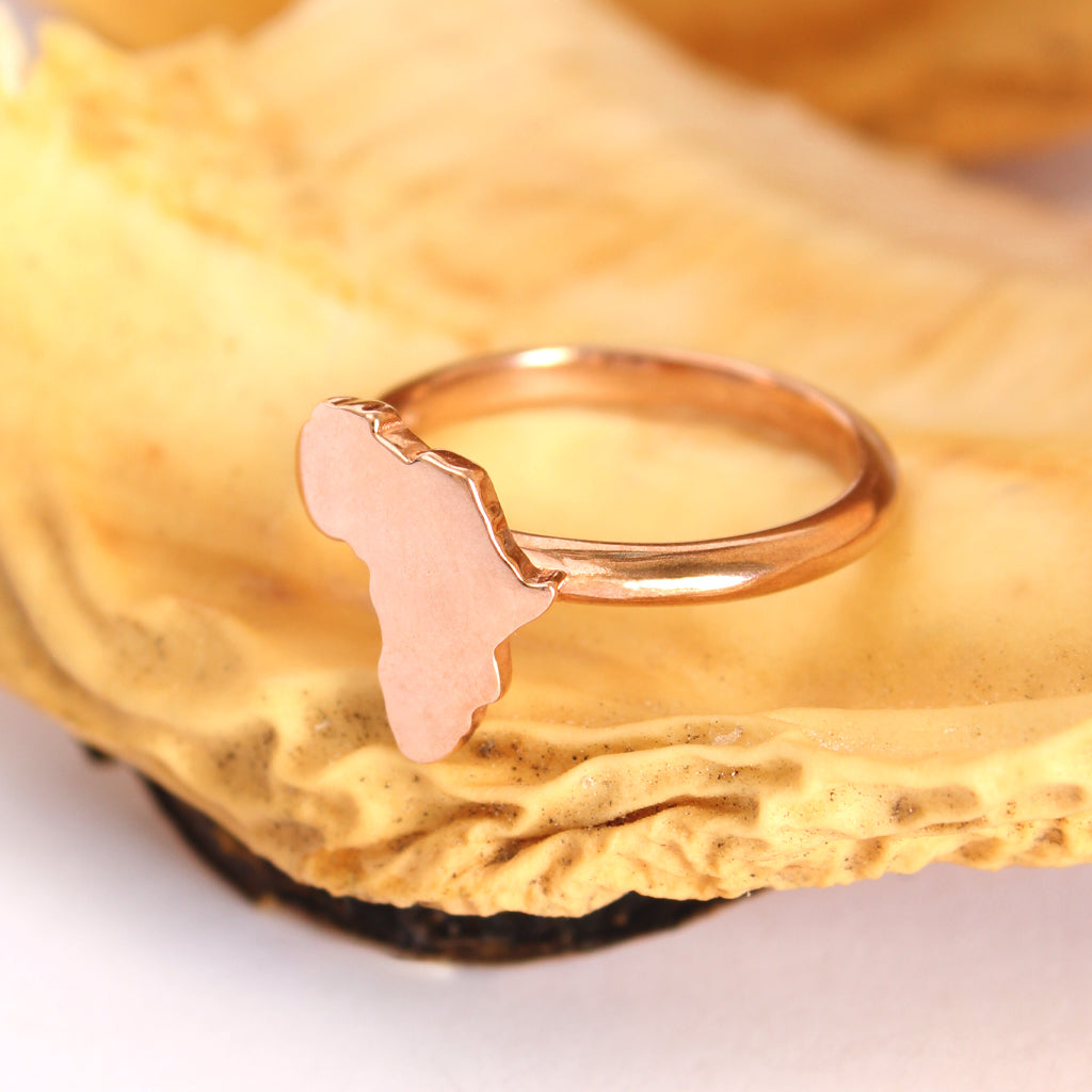 Solid Rose Gold Africa Map Ring – Afrogem Jewellers