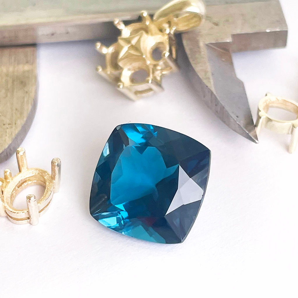 Topaz - London Blue Cushion Cut - 7.95ct - Afrogem Jewellers